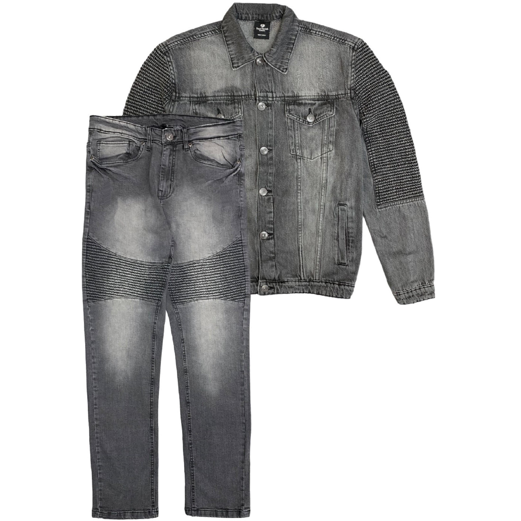 Men’s Denim Suit Standard Cut Biker Jacket With Slim Fit Biker Pants ...