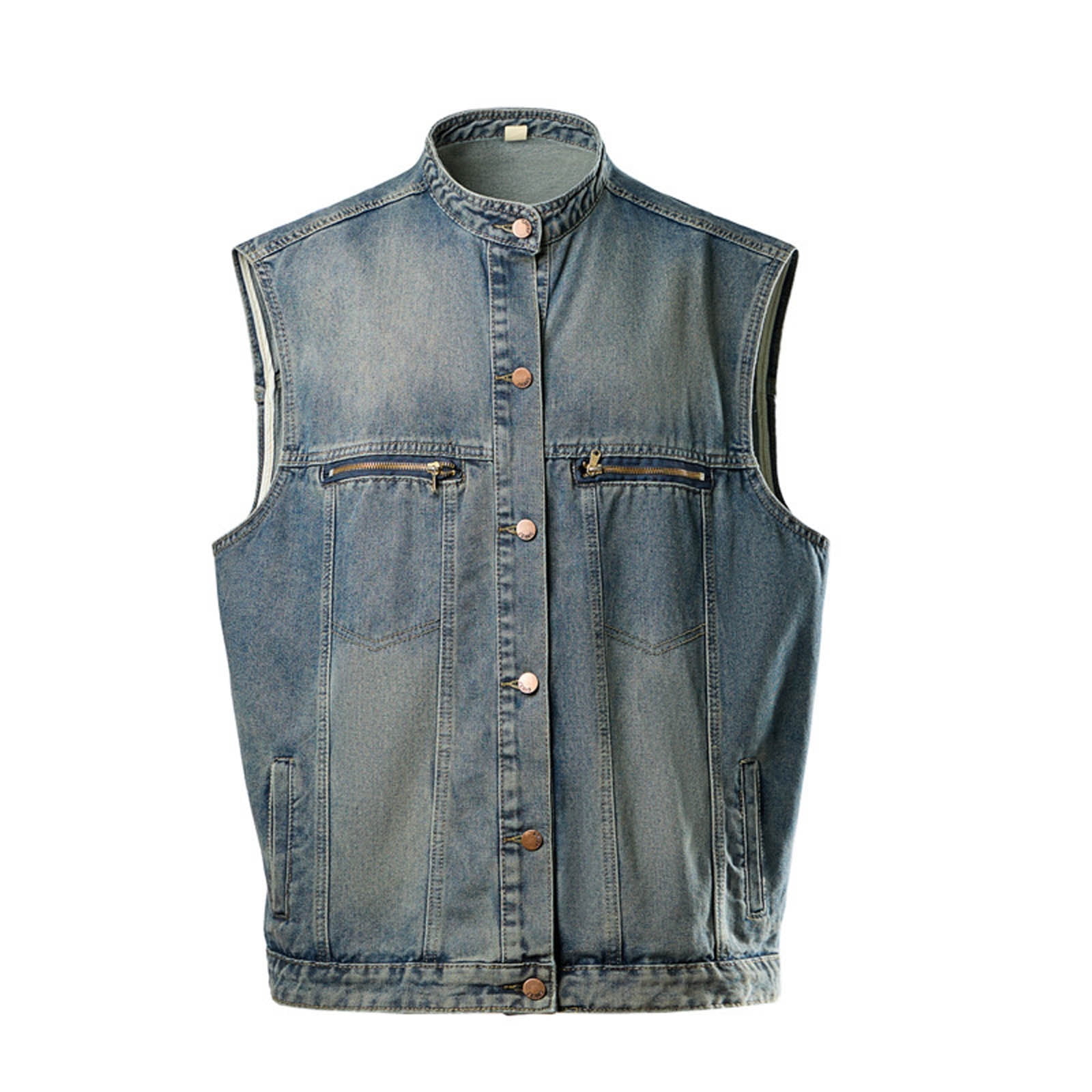 Men's Denim Vest Sleeveless Jean Jacket Slim Fit Vintage Button Casual ...