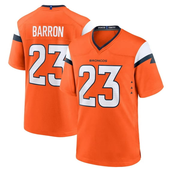Men's Denver Barron 23 Orange Sports Player Game Stitched Name Number T ...