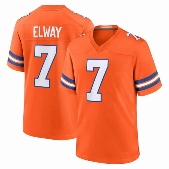 Men's Denver Elway 7 Orange Alternate Sports Player Game Stitched Name ...