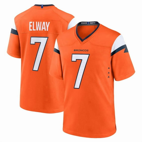 Men's Denver Elway 7 Orange Sports Player Game Stitched Name Number T ...