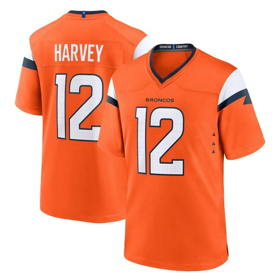Men's Denver Harvey 12 Orange Sports Player Game Stitched Name Number T ...