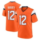 Men's Denver Harvey 12 Orange Sports Player Game Stitched Name Number T ...