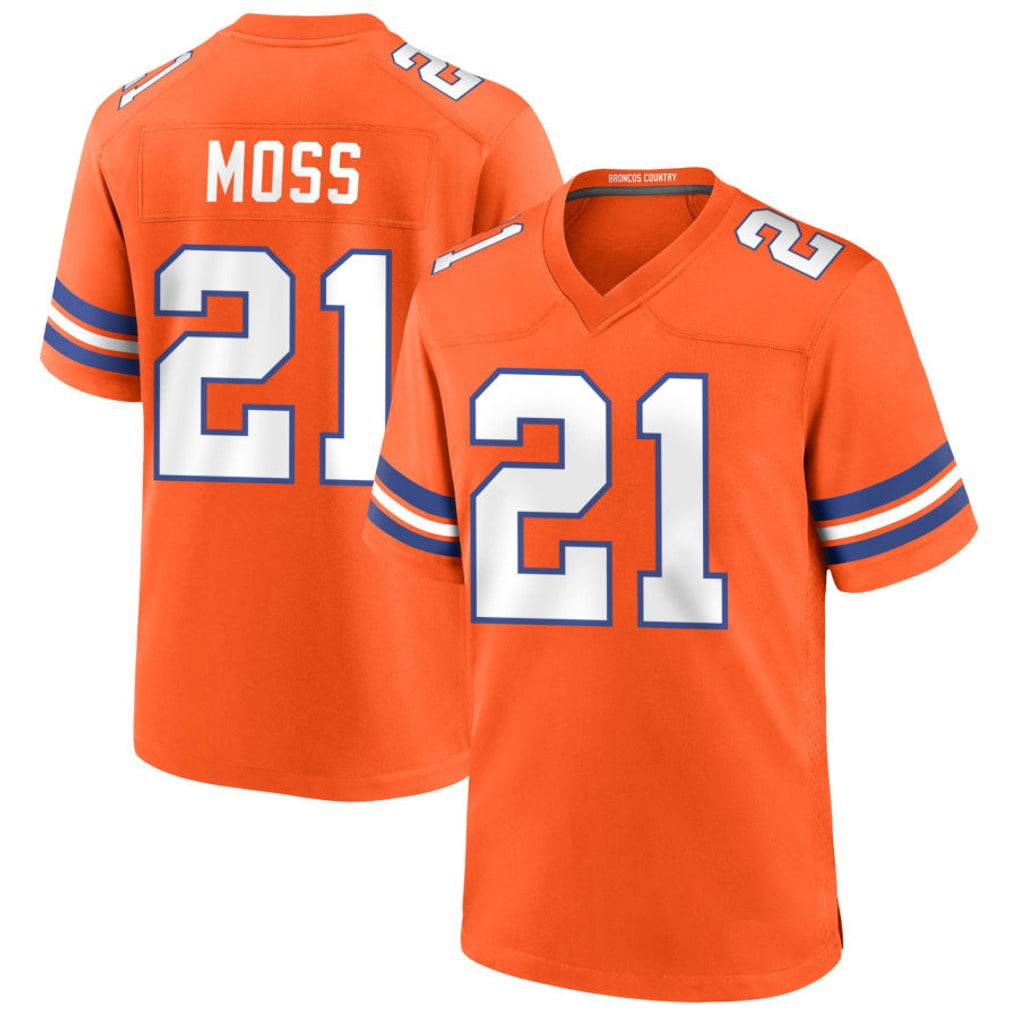 Men's Denver Moss 21 Orange Alternate Sports Player Game Stitched Name ...