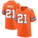 Men's Denver Moss 21 Orange Alternate Sports Player Game Stitched Name ...