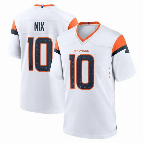 Men's Denver Nix 10 White Sports Player Game Stitched Name Number T ...