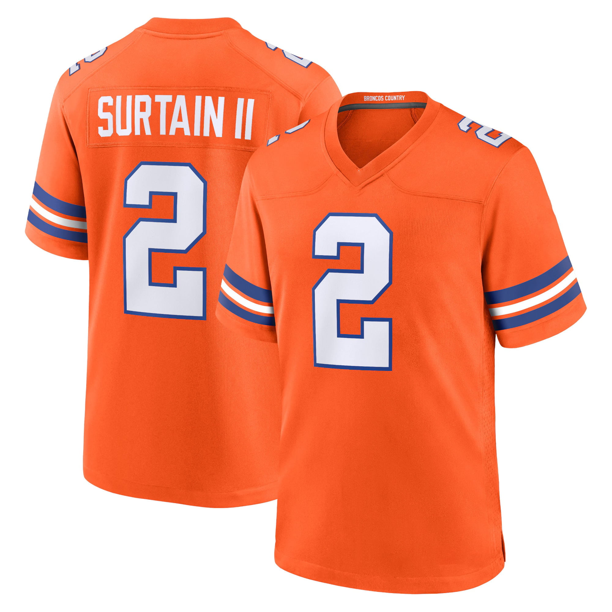 Men's Denver Surtain II 2 Orange Alternate Sports Player Game Stitched ...