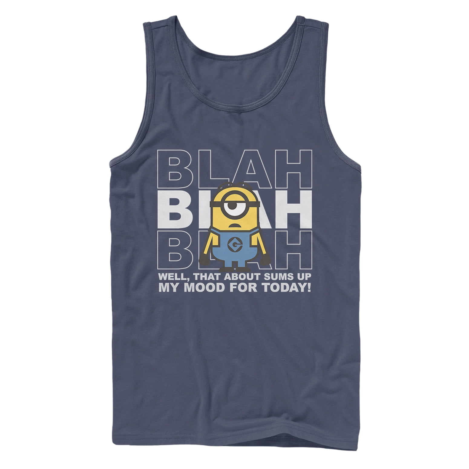 Men's Despicable Me Minion Blah Mood Today Tank Top Navy Blue Medium ...