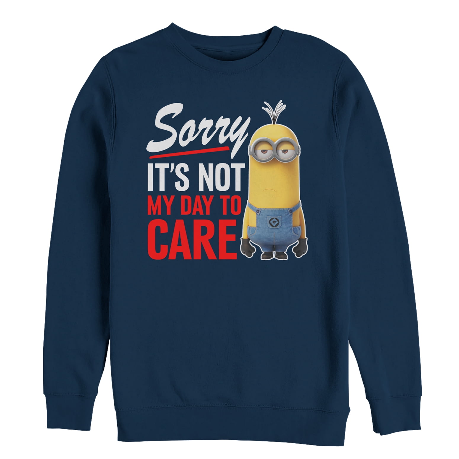 Men's Despicable Me Minion Not Day to Care Sweatshirt Navy Blue Large ...