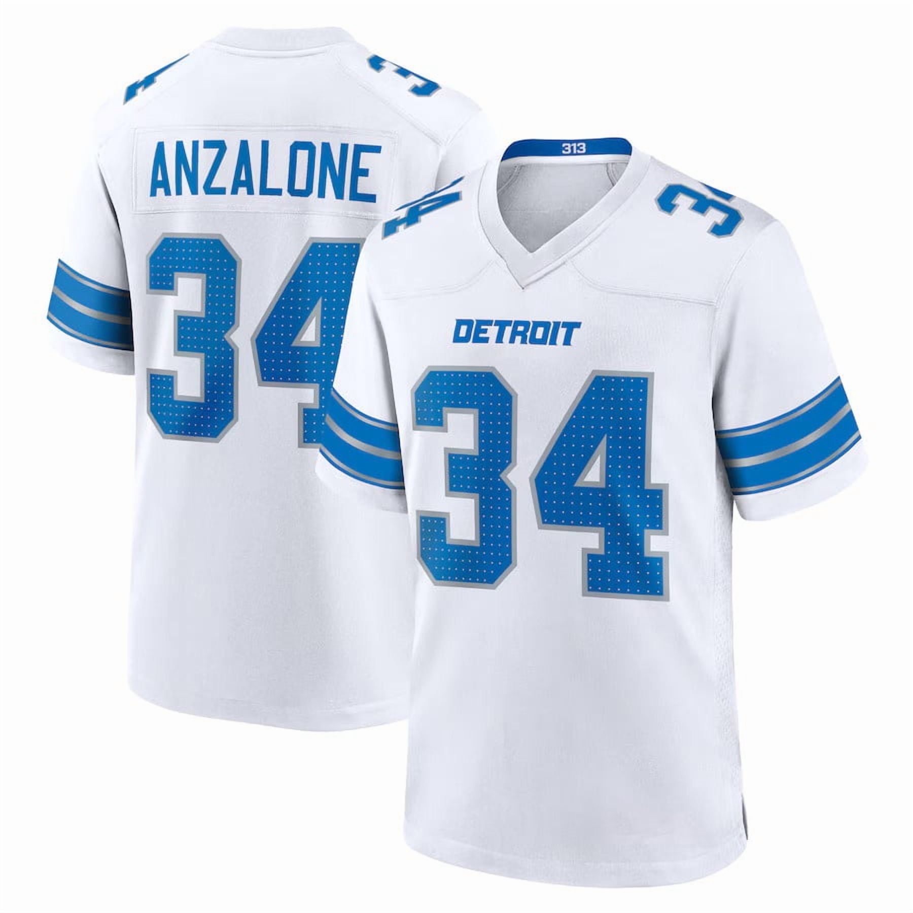 Men's Detroit Anzalone 34 White Sports Player Game Stitched Name Number ...