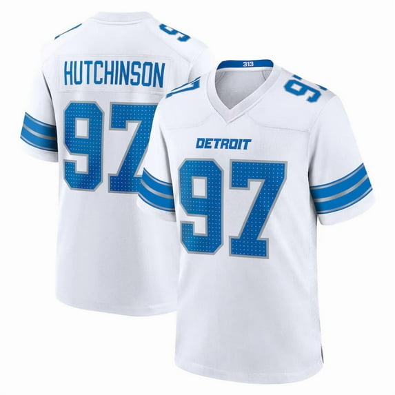 Men's Detroit Hutchinson 97 White Sports Player Game Stitched Name ...