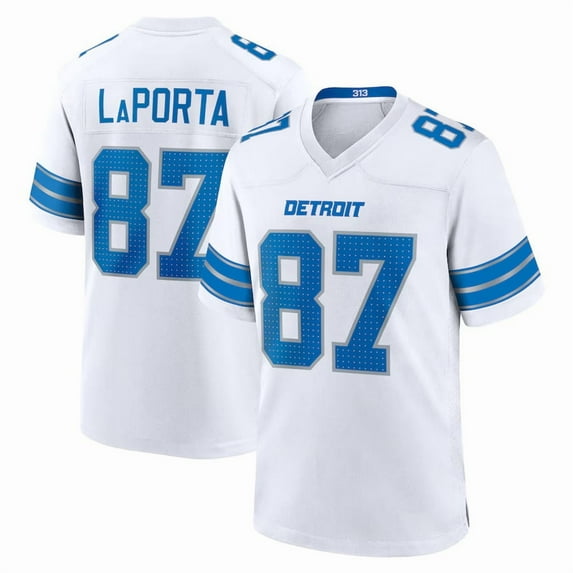 Men's Detroit LaPorta 87 White Sports Player Game Stitched Name Number ...