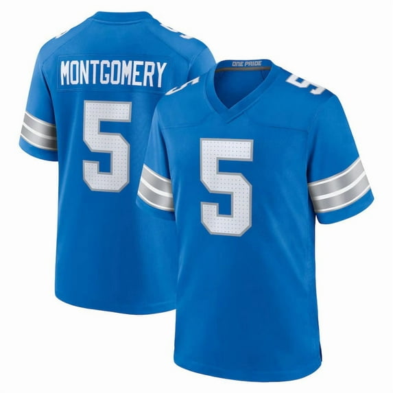 Men's Detroit Montgomery 5 Blue Sports Player Game Stitched Name Number ...