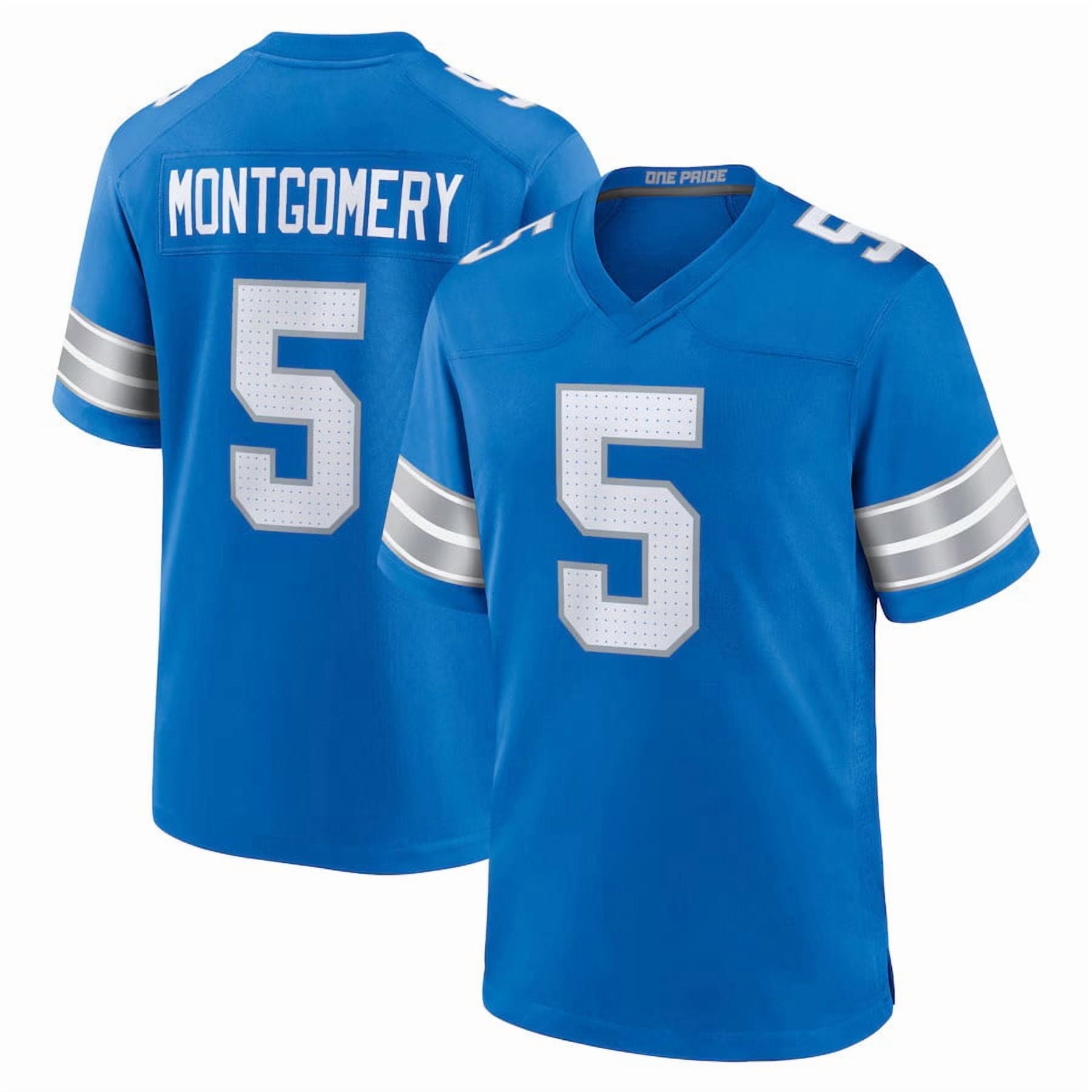 Men's Detroit Montgomery 5 Blue Stitched Player Game T-Shirts, Sports ...