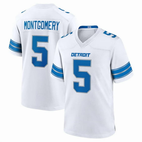 Men's Detroit Montgomery 5 White Sports Player Game Stitched Name ...