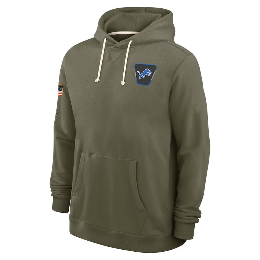 Men's Detroit Olive 2025 Salute to Service Sideline Standard Fleece ...