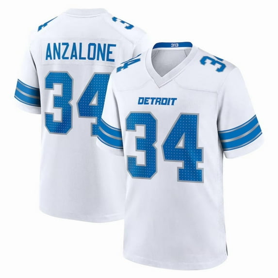 Men's Detroit Player Short-Sleeved Tops Anzalone 34-White Embroidered ...