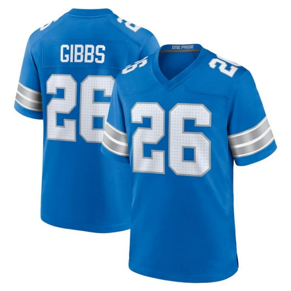 Men's Detroit Player Short-Sleeved Tops Gibbs 26-Blue Embroidered ...