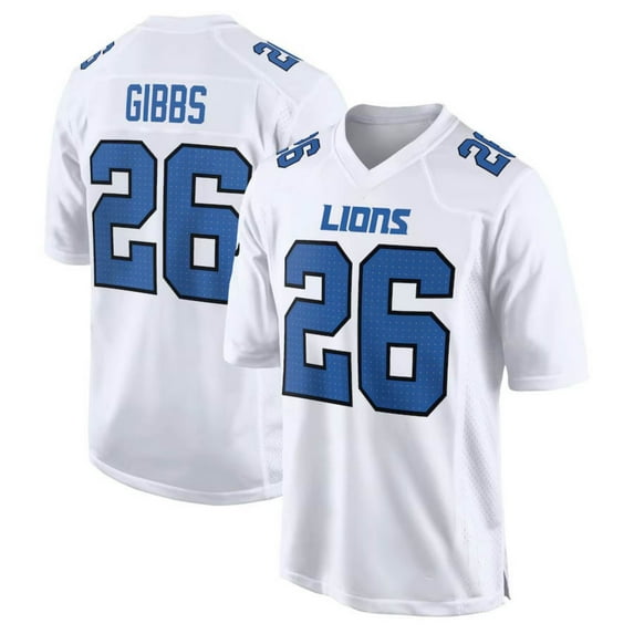 Men's Detroit Player Short-Sleeved Tops Gibbs 26-White Embroidered ...