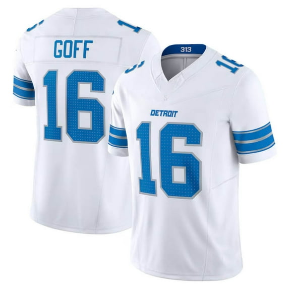 Men's Detroit Player Short-Sleeved Tops Goff 16-White Embroidered ...