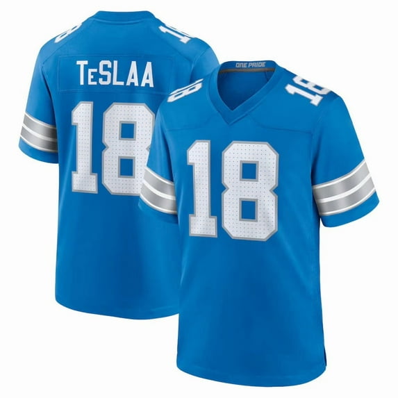 Men's Detroit Player Short-Sleeved Tops TeSlaa 18-Blue Embroidered ...