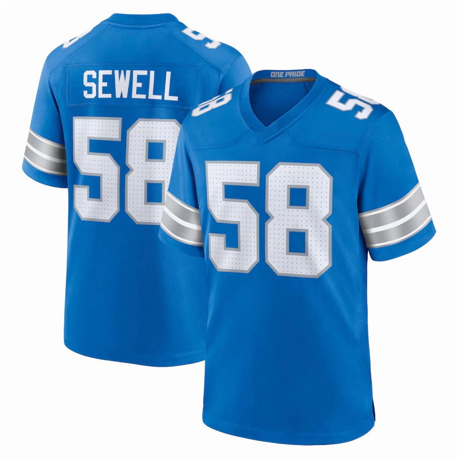 Men's Detroit Sewell 58 Blue Sports Player Game Stitched Name Number T ...