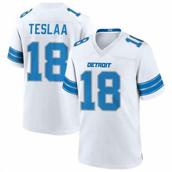 Men's Detroit TeSlaa 18 White Sports Player Game Stitched Name Number T ...