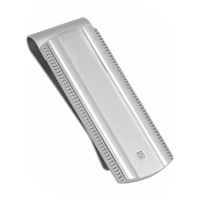Stainless Steel Diamond Accent Money Clip - men's Cash Holder - Walmart.com