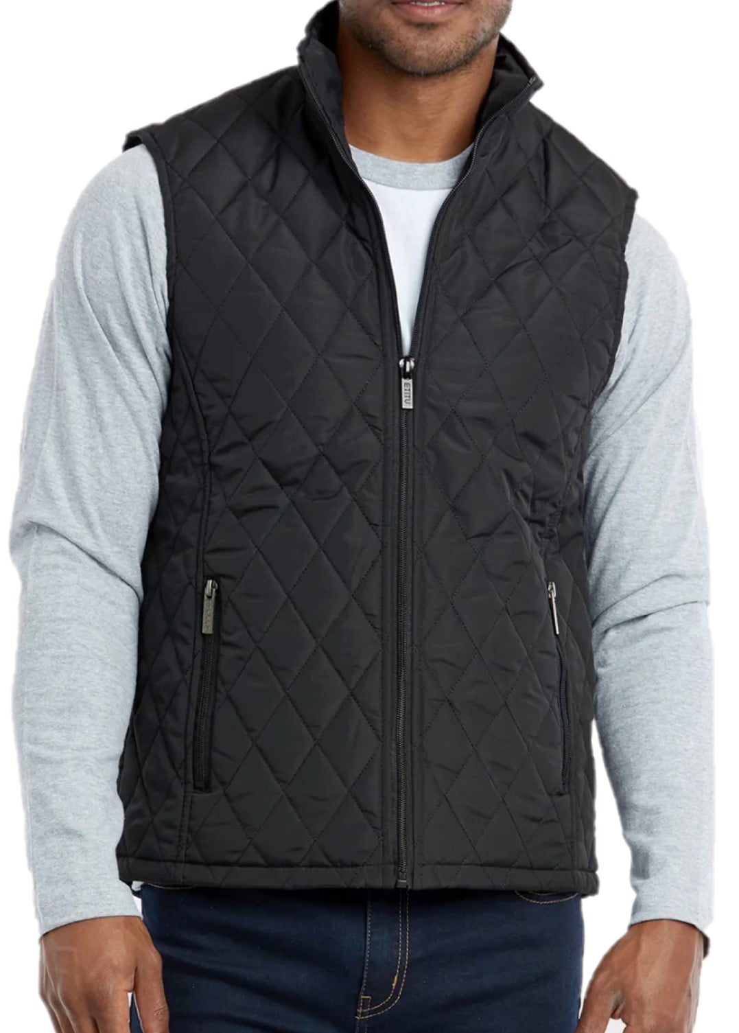 Men's Diamond Quilted Full Zip Puffer Vest, Black L, 1 Count, 1 Pack ...