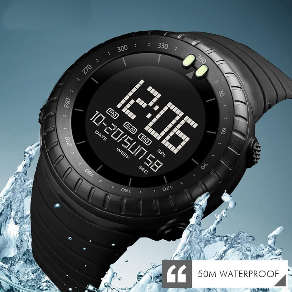 Men's Digital Sports Watch Military Waterproof Tactical Watch with LED ...