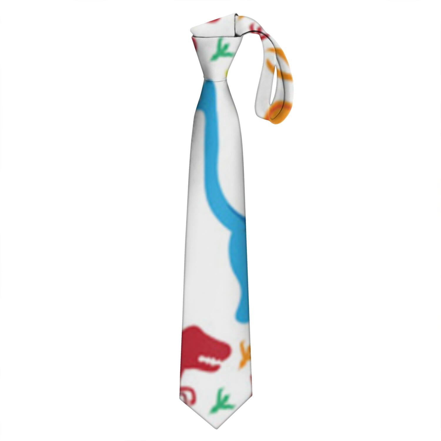 Men's Dinosaur & Forest Tie - Nature-Themed Dino Pattern, Elegant Satin ...