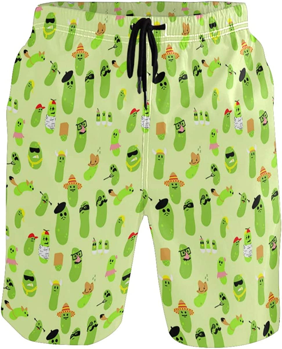 Men's Disguised-Pickles Quick Dry Swim Trunks with Pockets Beach Board ...