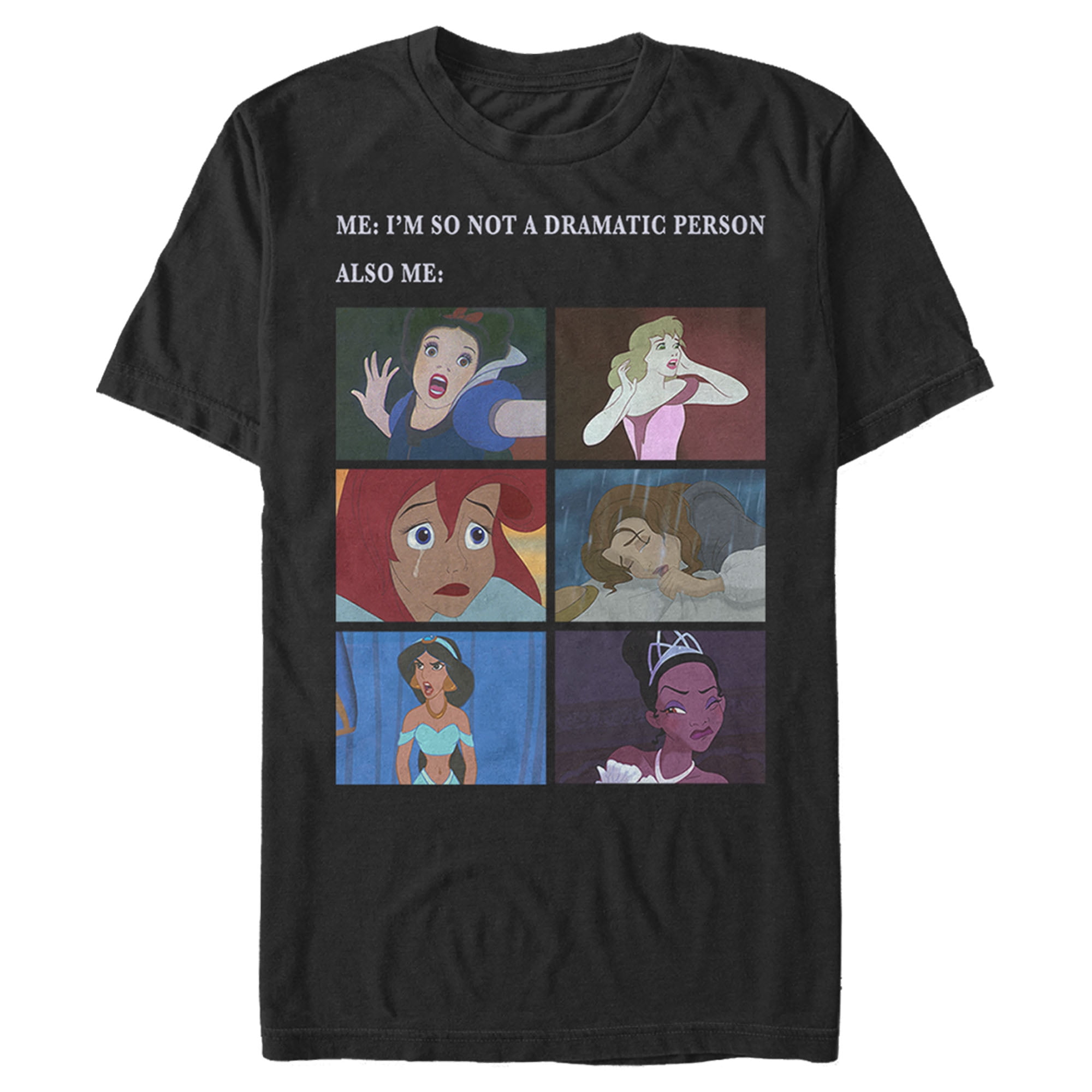 Men's Disney Princesses Dramatic Person Squares Graphic Tee Black Large ...