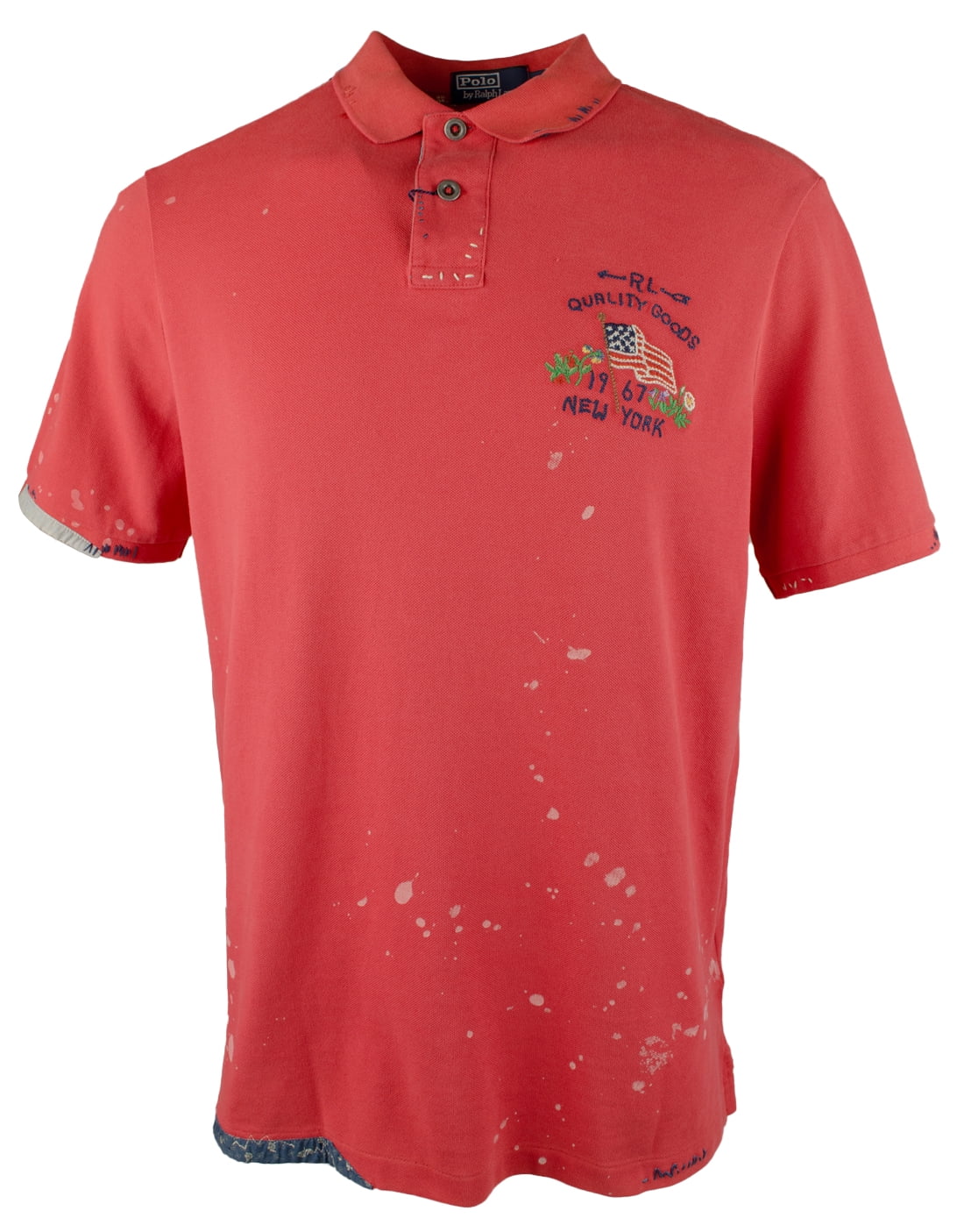 Men's Distressed Classic Painted Patched RL Polo Shirt XX-Large ...