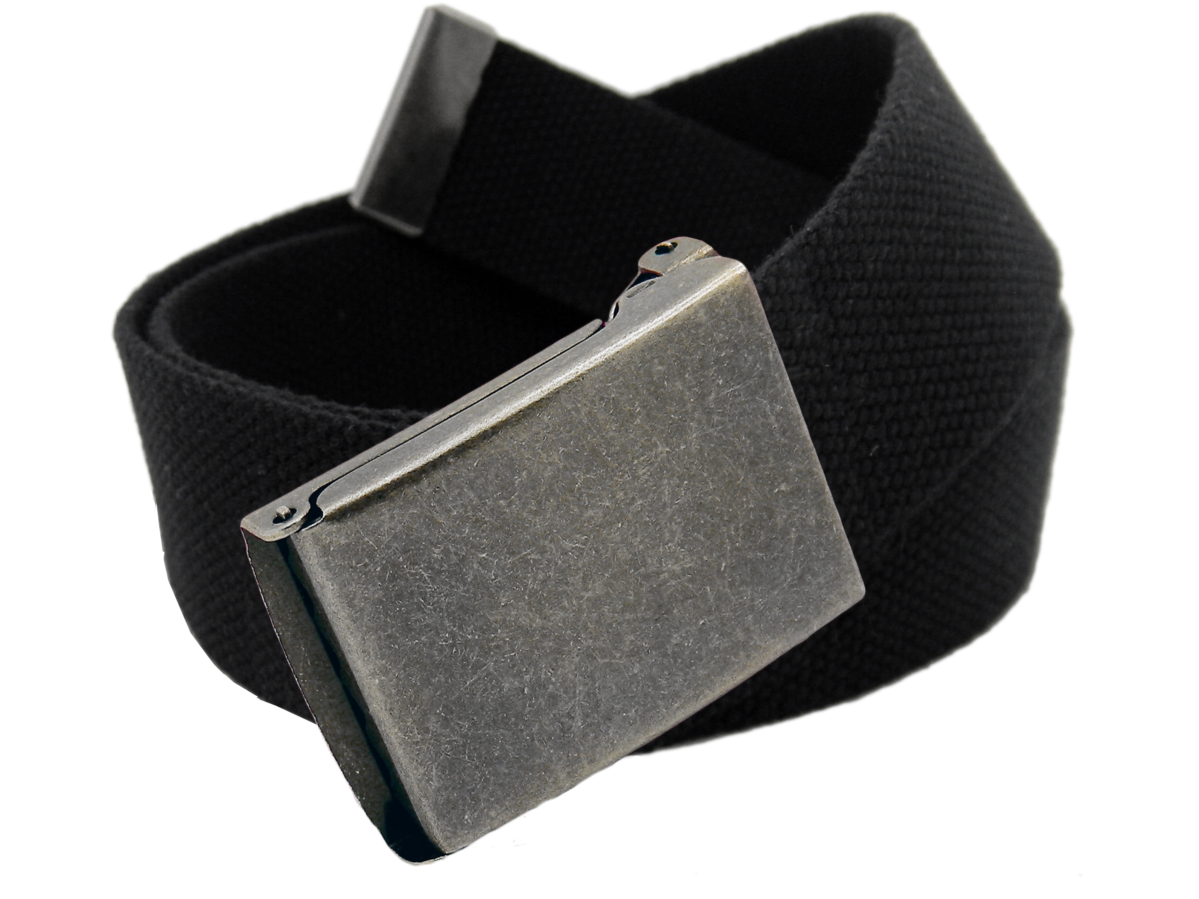 Men's Distressed Silver Flip Top Military Belt Buckle with Canvas Web ...