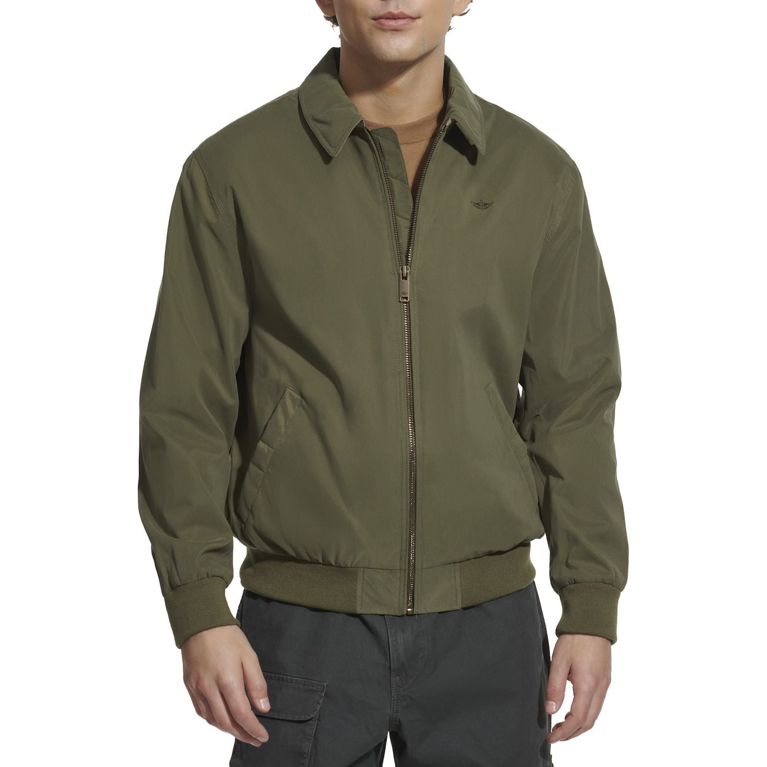 Men's Dockers® Micro-Twill Golf Bomber Jacket Color: Olive Size: M ...