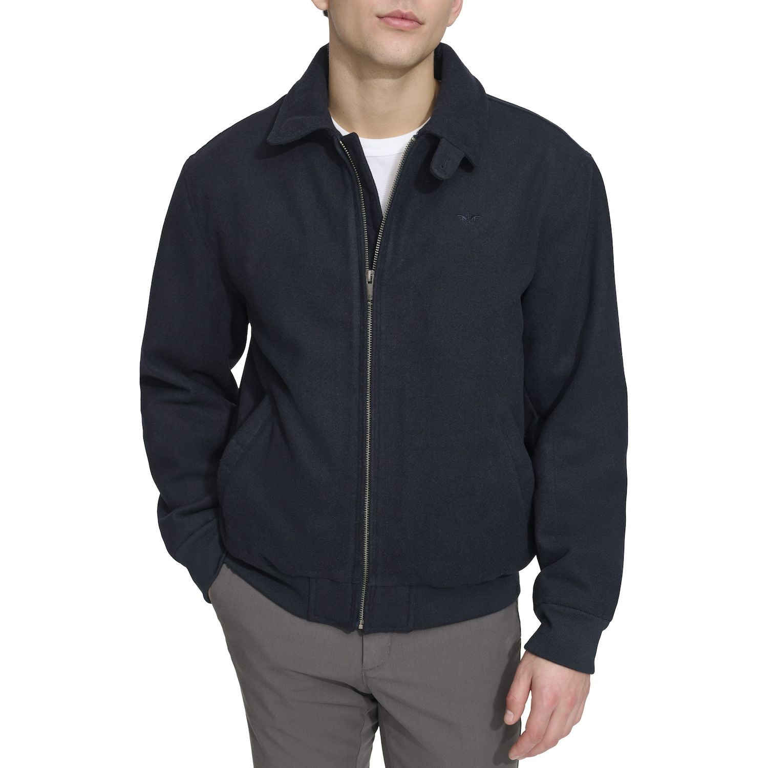 Men's Dockers® Wool Blend Bomber Jacket with Laydown Collar Color: Navy ...