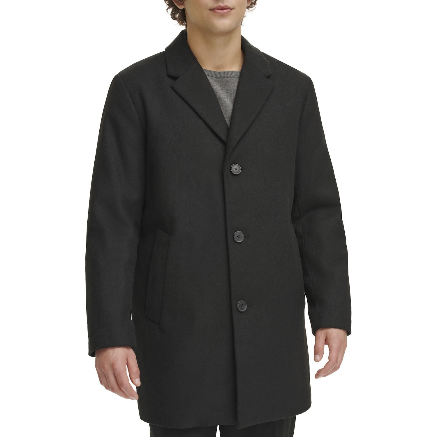 Men's Dockers® Wool Blend Top Coat Color: Black Size: L - Walmart.com