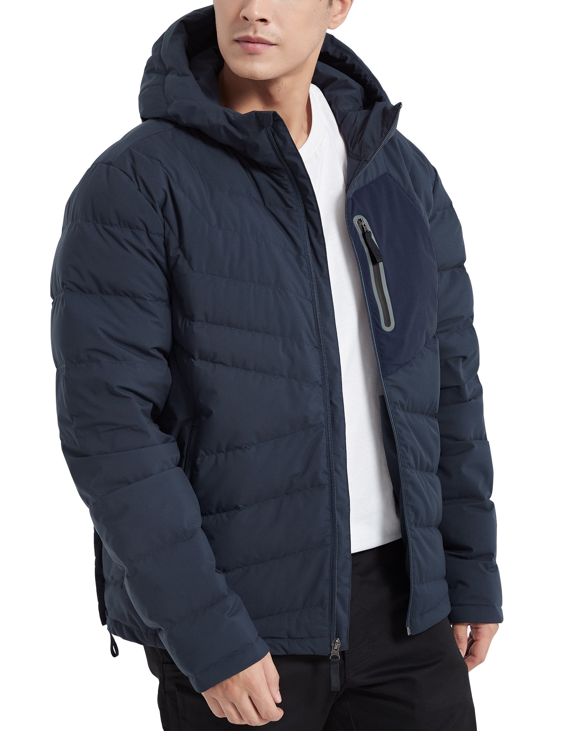 Men's Down Jacket hooded Water Resistant 5 Pockets Hooded Puffer Jacket Lightweight - Walmart.com
