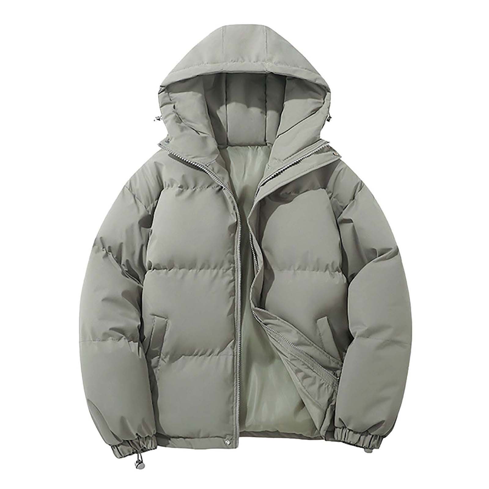 Men's Down Jackets Outdoor Hooded Puffer Jacket Long Sleeve Zip Up Down ...