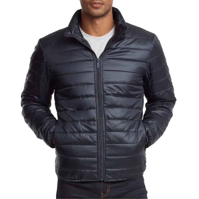 Men’s Down Puffer Jacket with Zipper Pockets Elastic Cuffs S-3XL Full ...