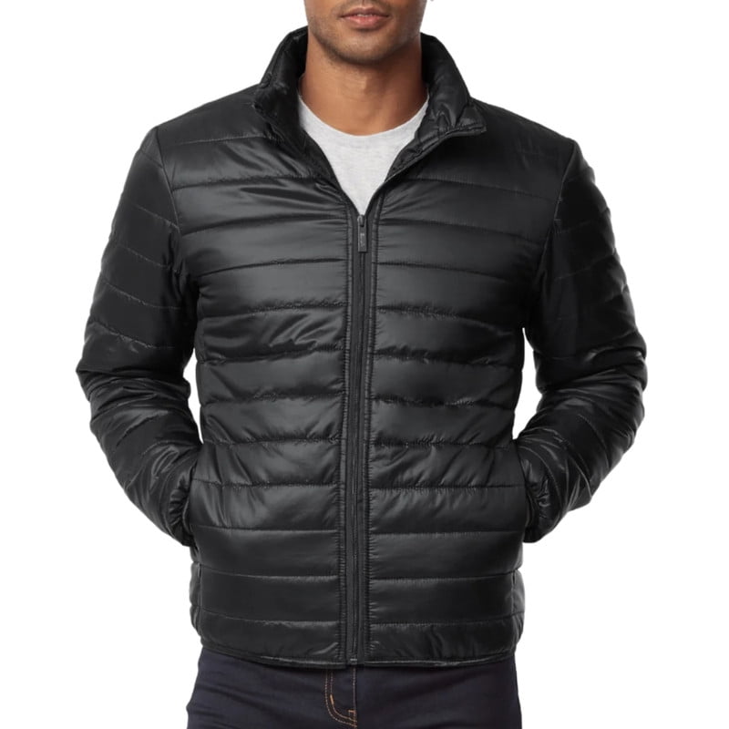 Men’s Down Puffer Jacket with Zipper Pockets Elastic Cuffs S-3XL Full ...