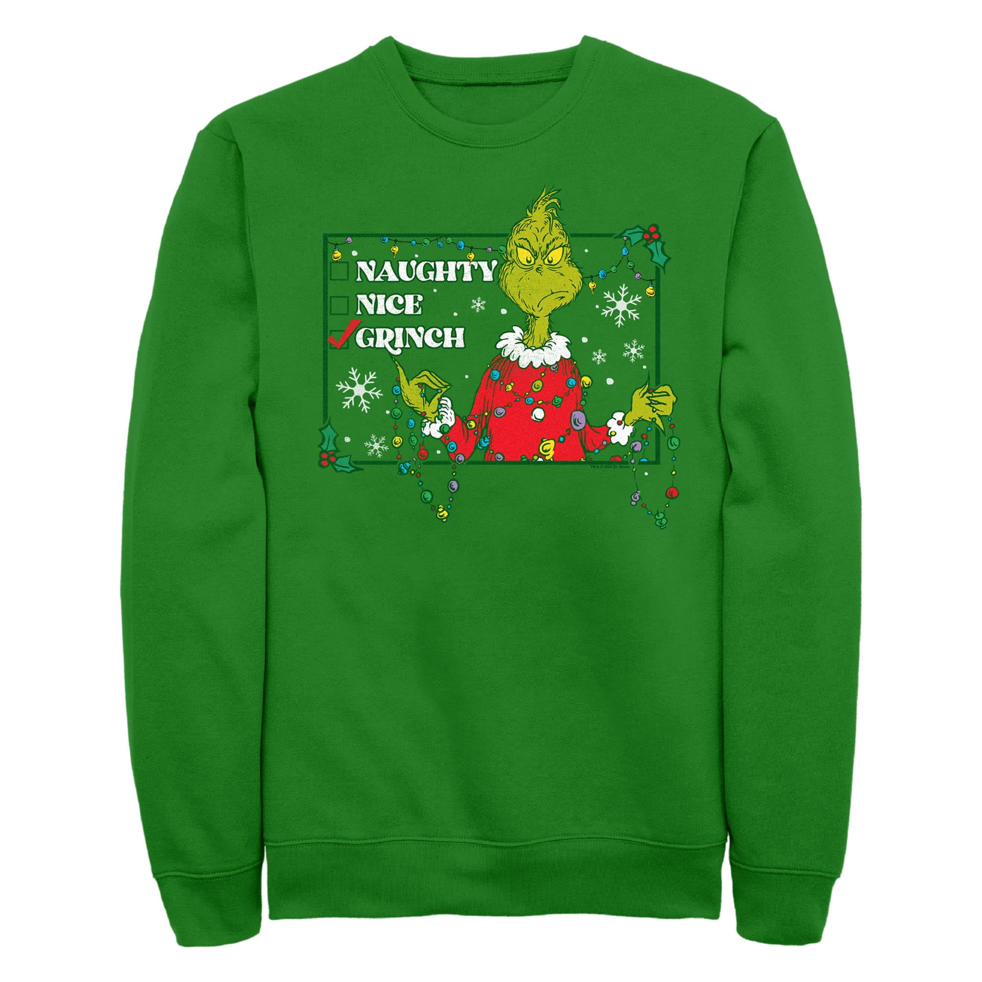 Men's Dr. Seuss The Grinch Checklist Sweatshirt - Walmart.com