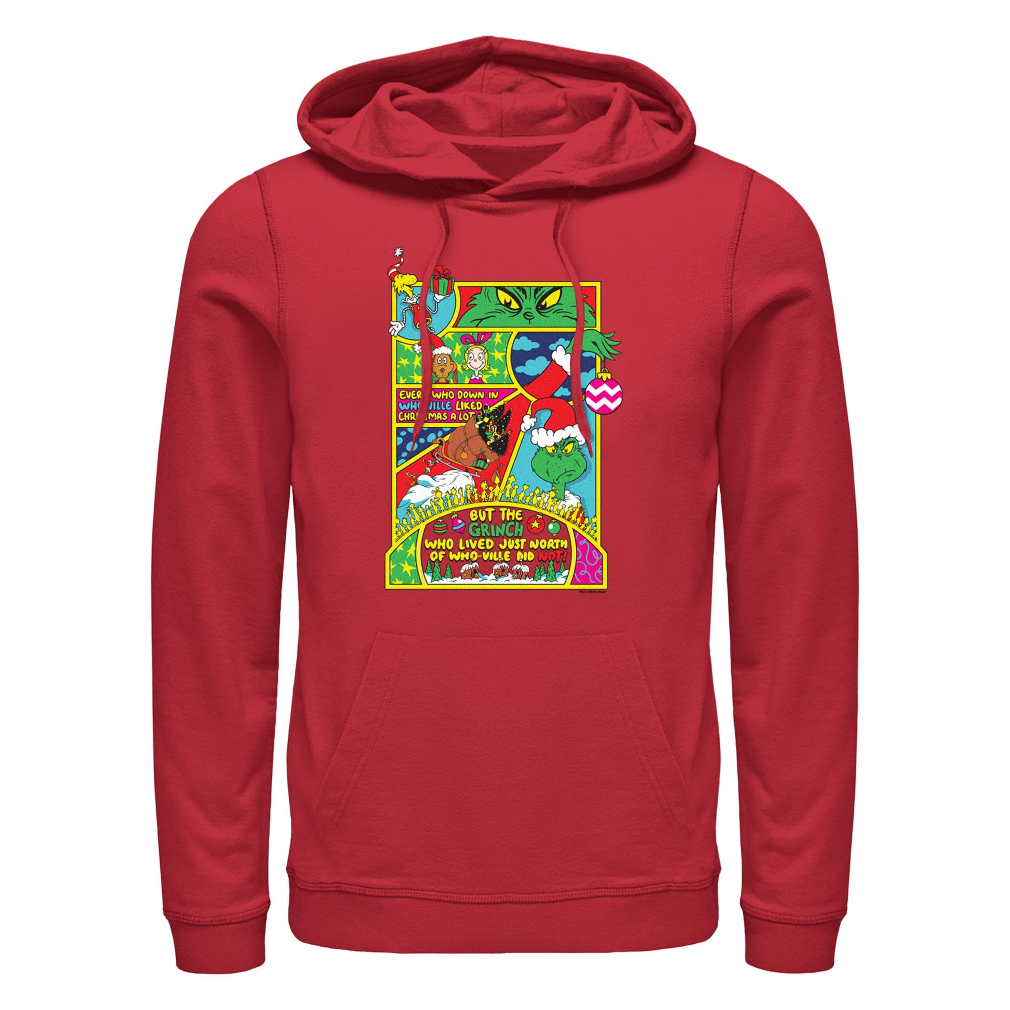 Men's Dr. Seuss The Grinch Comic Panels Pull Over Hoodie - Walmart.com