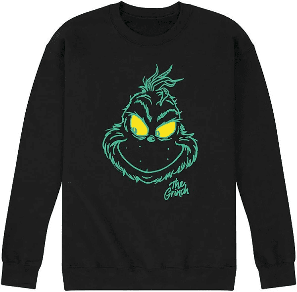 Men's Dr. Seuss The Grinch Grinch Face Fleece Sweatshirt - Walmart.com