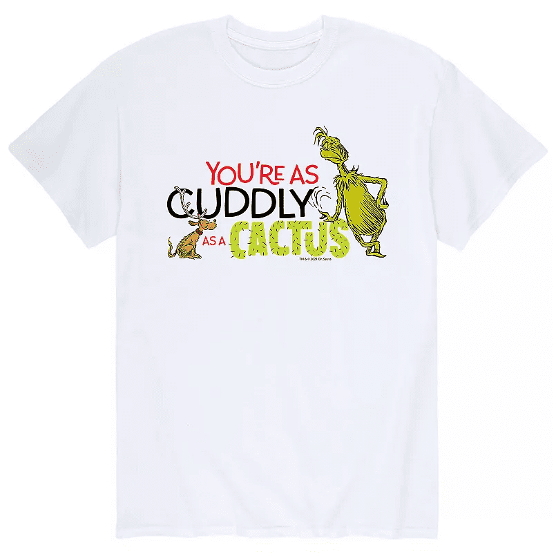 Men's Dr. Seuss The Grinch "You're As Cuddly As A Cactus" Tee - Walmart.com