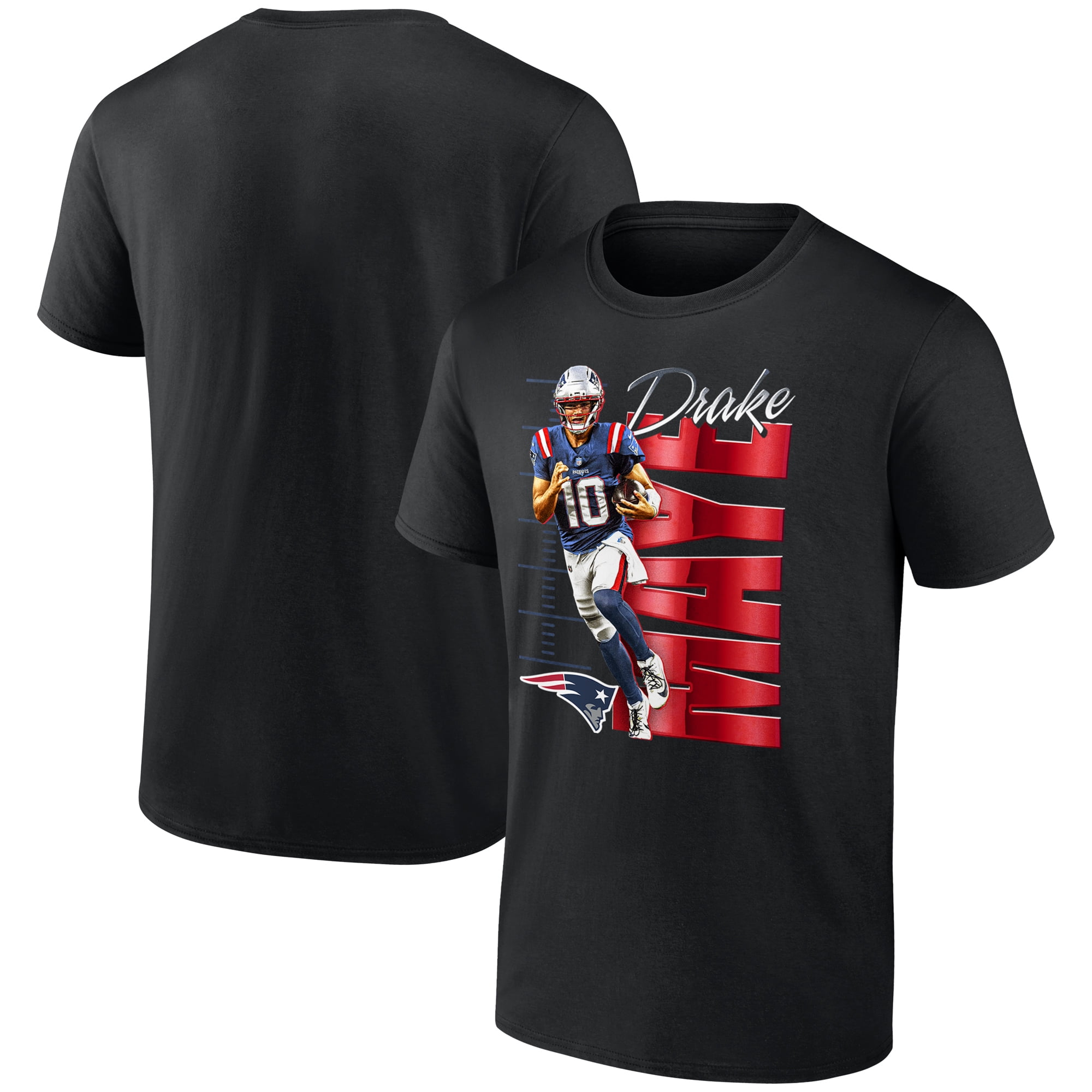 Men's Drake Maye Black New England Patriots Celebration T-Shirt ...