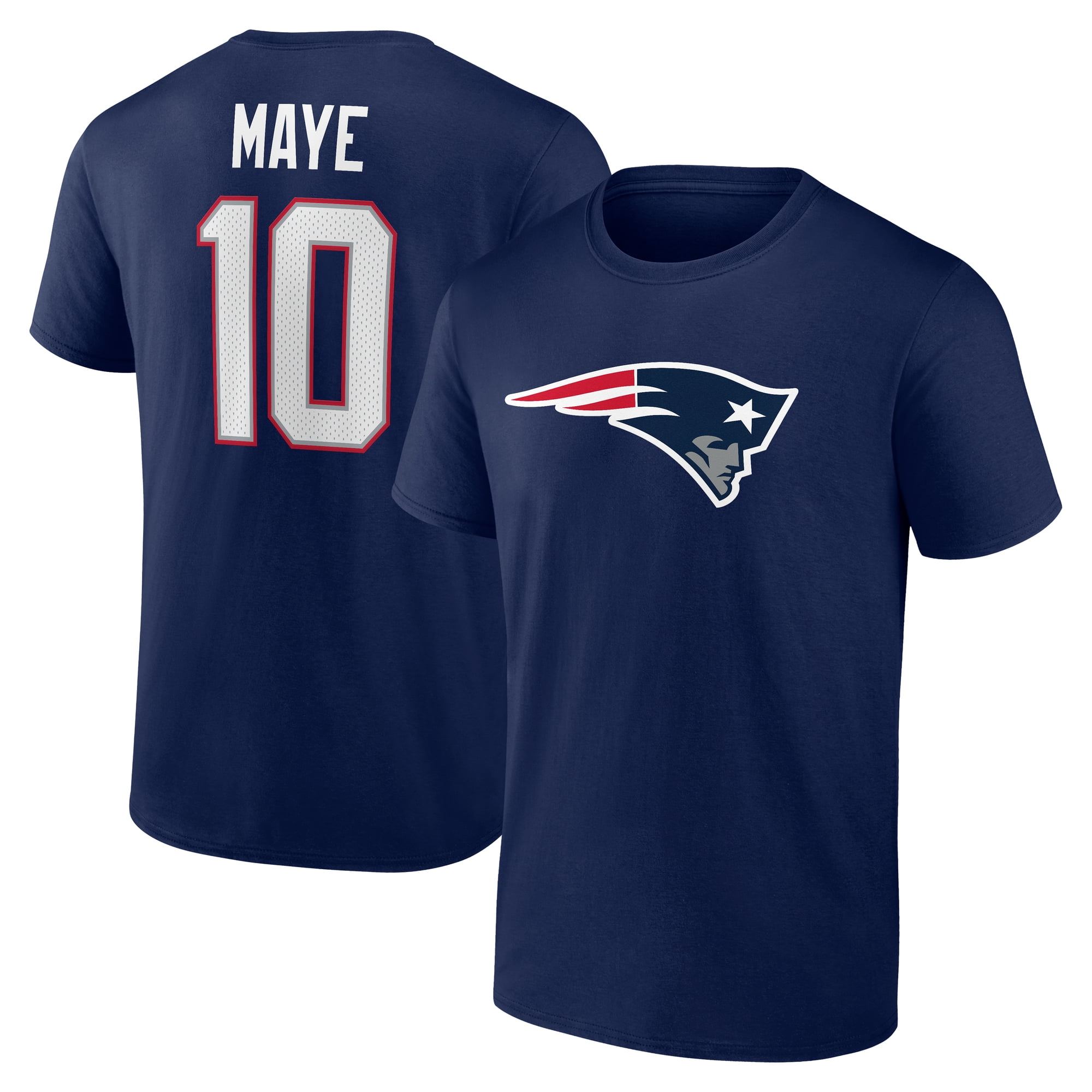 Men's Drake Maye Navy New England Patriots Icon Name & Number T-Shirt ...
