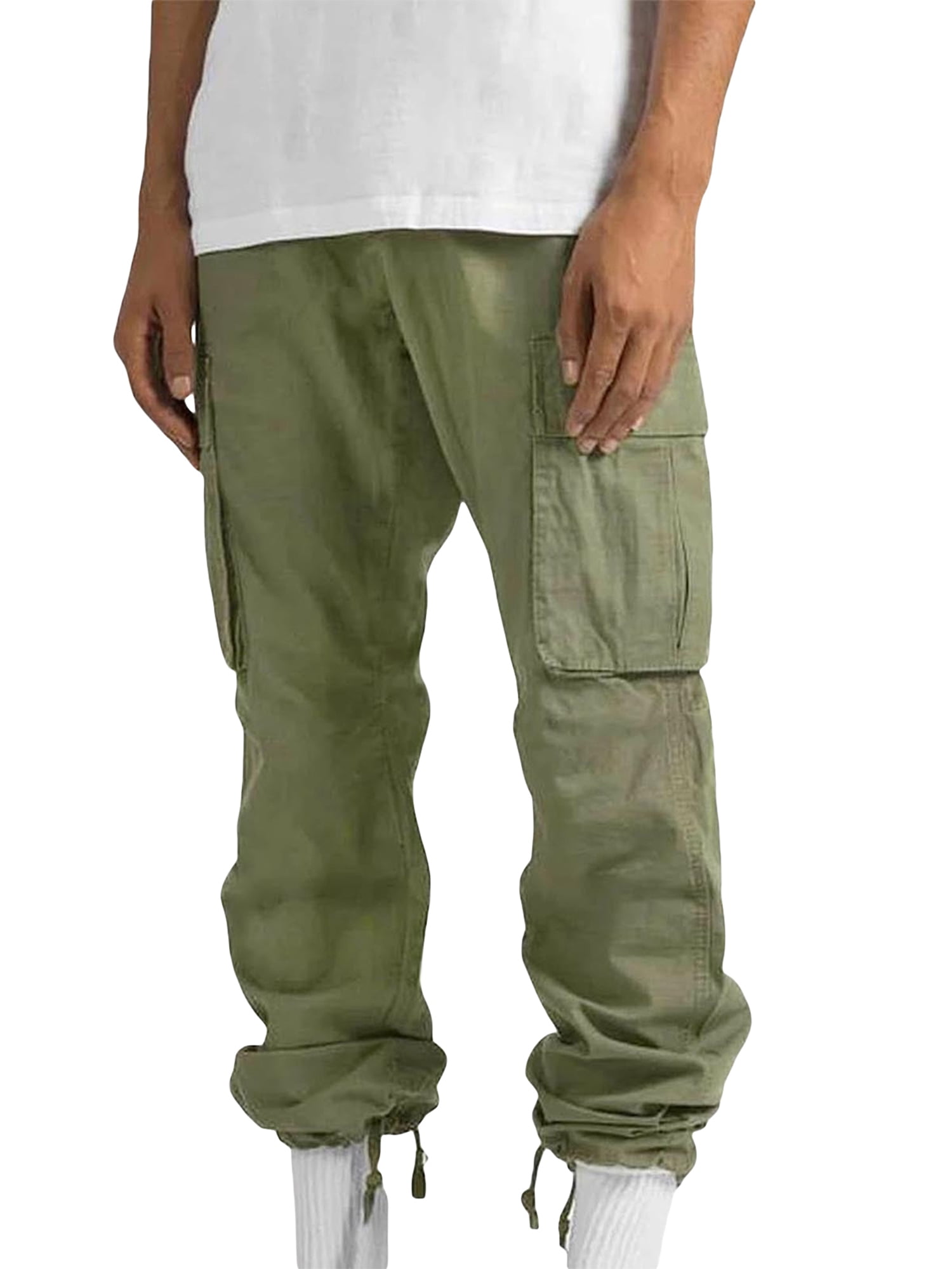 Men's Drawstring Cargo Pants, Athletic-Fit, 6 Pockets, Casual Work ...