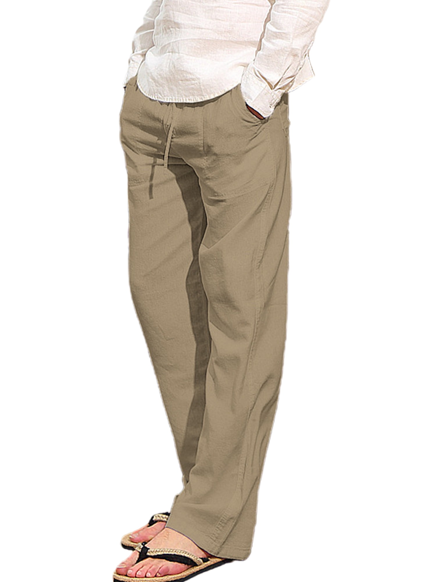 Men's Drawstring Pants Lightweight Breathable Casual Trousers Solid ...